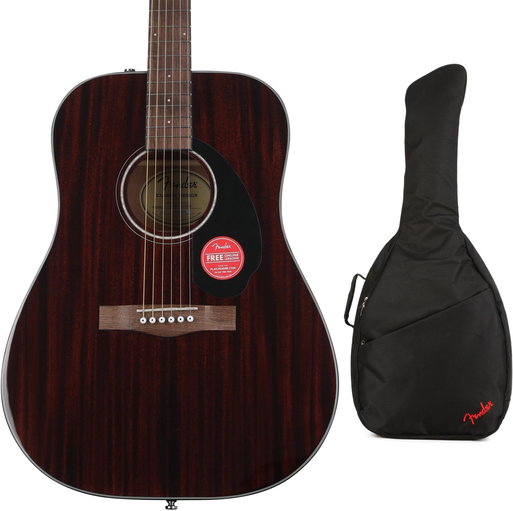 Amazon.com: Fender CD-60S Mahogany 6-String Acoustic Guitar Bundle with ...