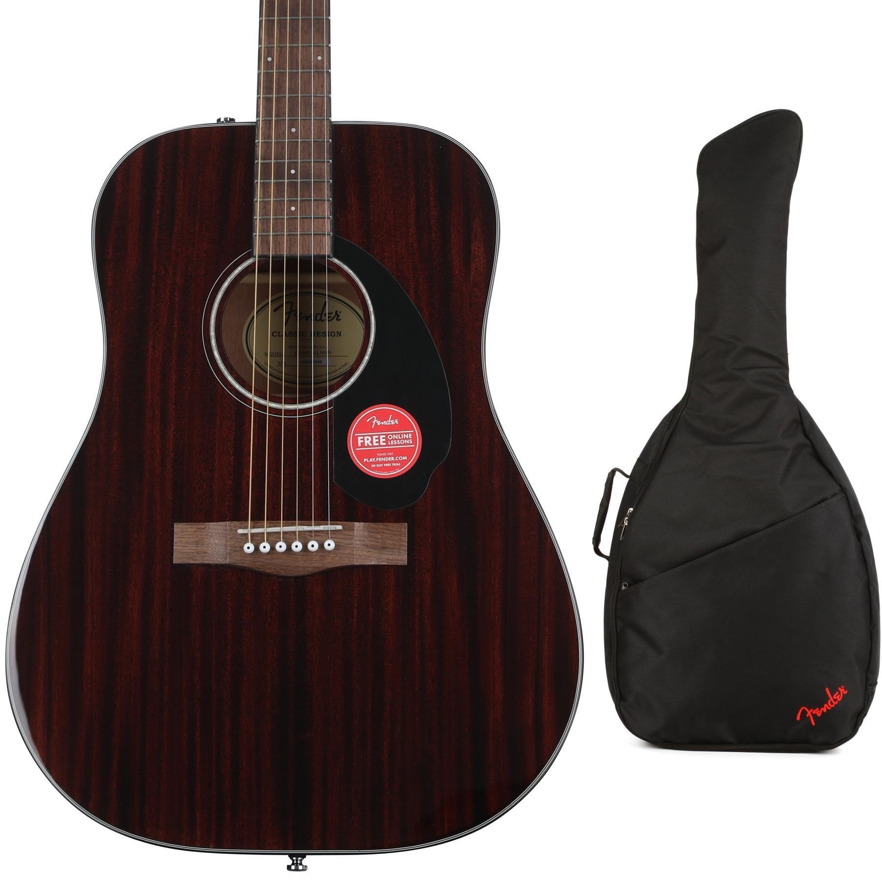 Snapklik.com : Fender CD-60S Mahogany 6-String Acoustic Guitar Bundle
