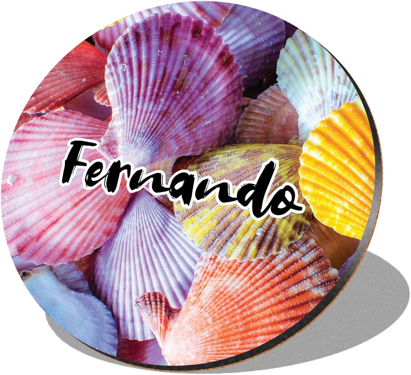 1 x Round Coaster - Name Fernando Sea Shells Letter Lettering Initial ...