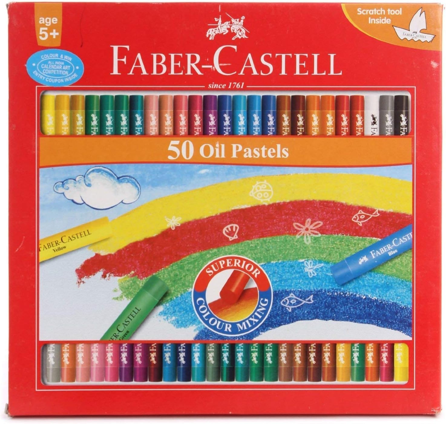 Faber-Castell 50 Oil Pastels With Scratch Tool,White : Amazon.in: Home ...
