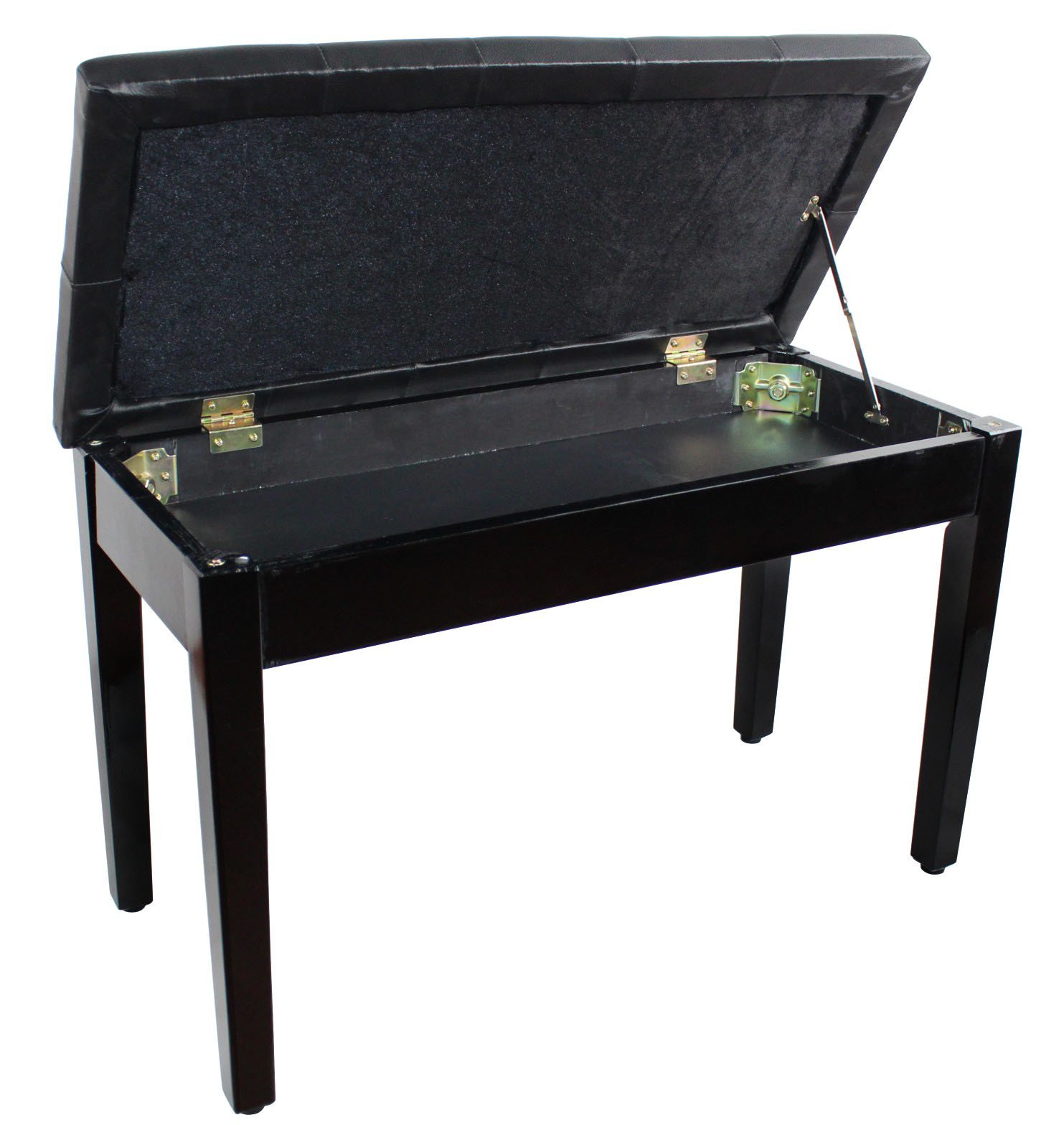 Snapklik.com : YMC Black Ebony Wood Leather Piano Bench Padded Double ...