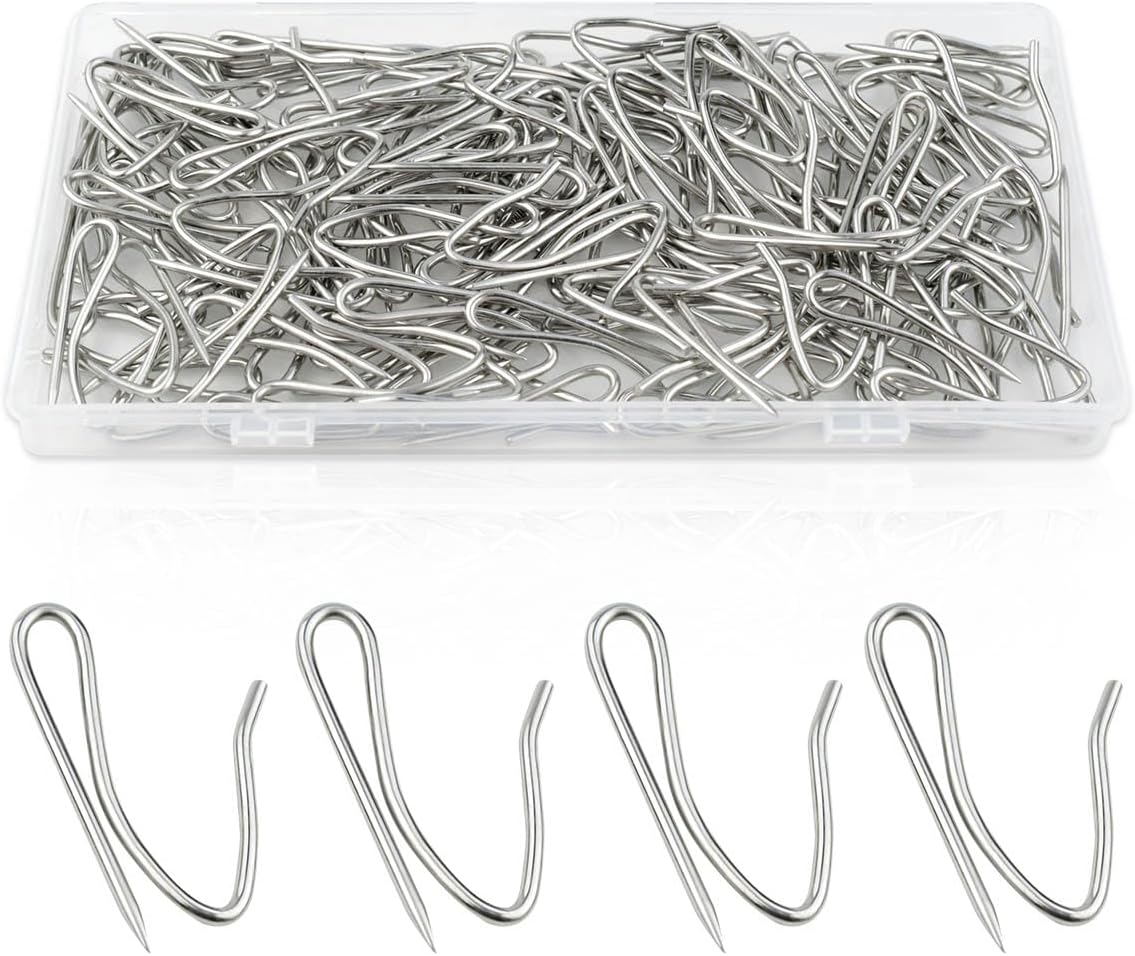 Amazon.com: 100 Pack Metal Curtain Hooks Stainless Steel Drapery Pins ...