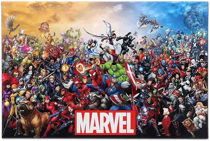 Amazon.com: Marvel Character Collage Gallery Wrapped Canvas Wall Decor ...