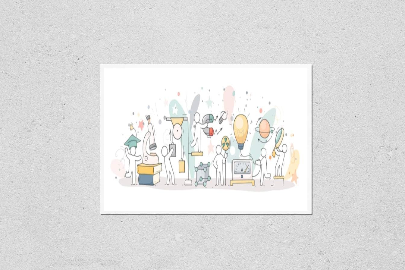 Amazon.com: Wall Art Poster Print of Sketch of Physics Lab with Working ...