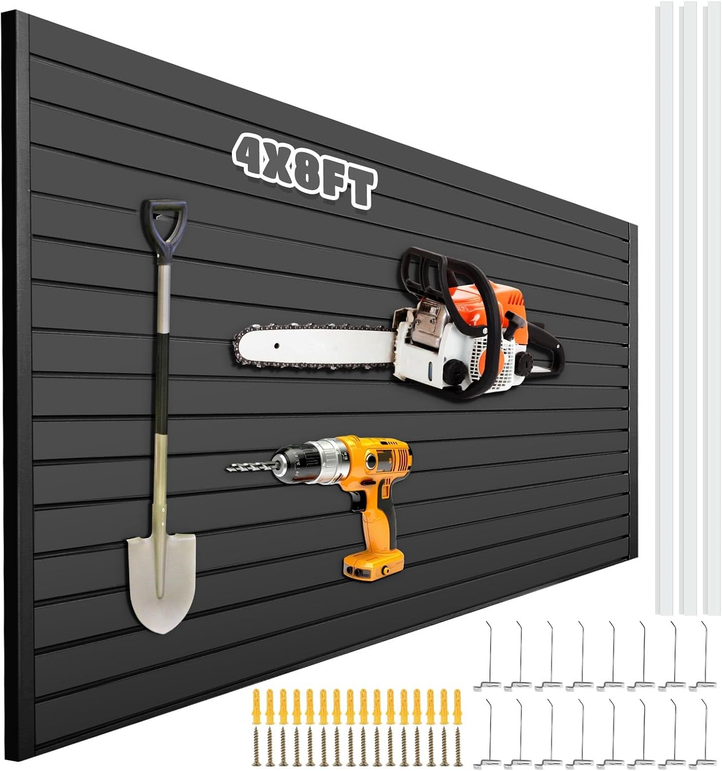 Amazon.com: Landical PVC Slat Wall Panels 4 x 8 ft, 8 Panels, Organizer ...