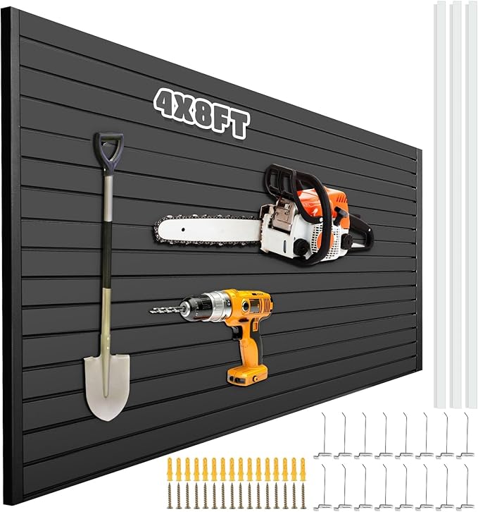 Amazon.com: Landical PVC Slat Wall Panels 4 x 8 ft, 8 Panels, Organizer ...