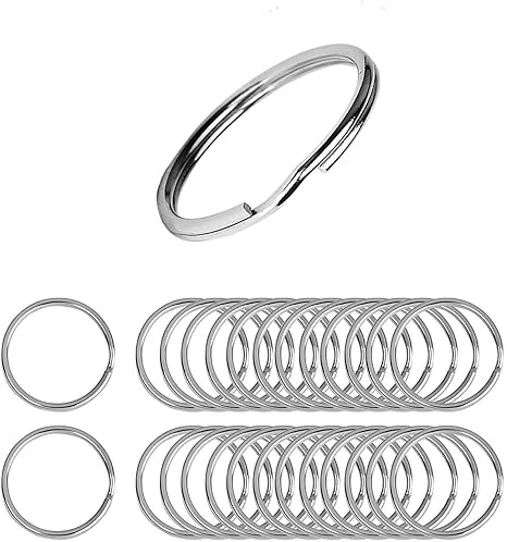 Flat Key Rings 50 Pieces 1 inches Flat Key Rings Metal Keychain Rings ...