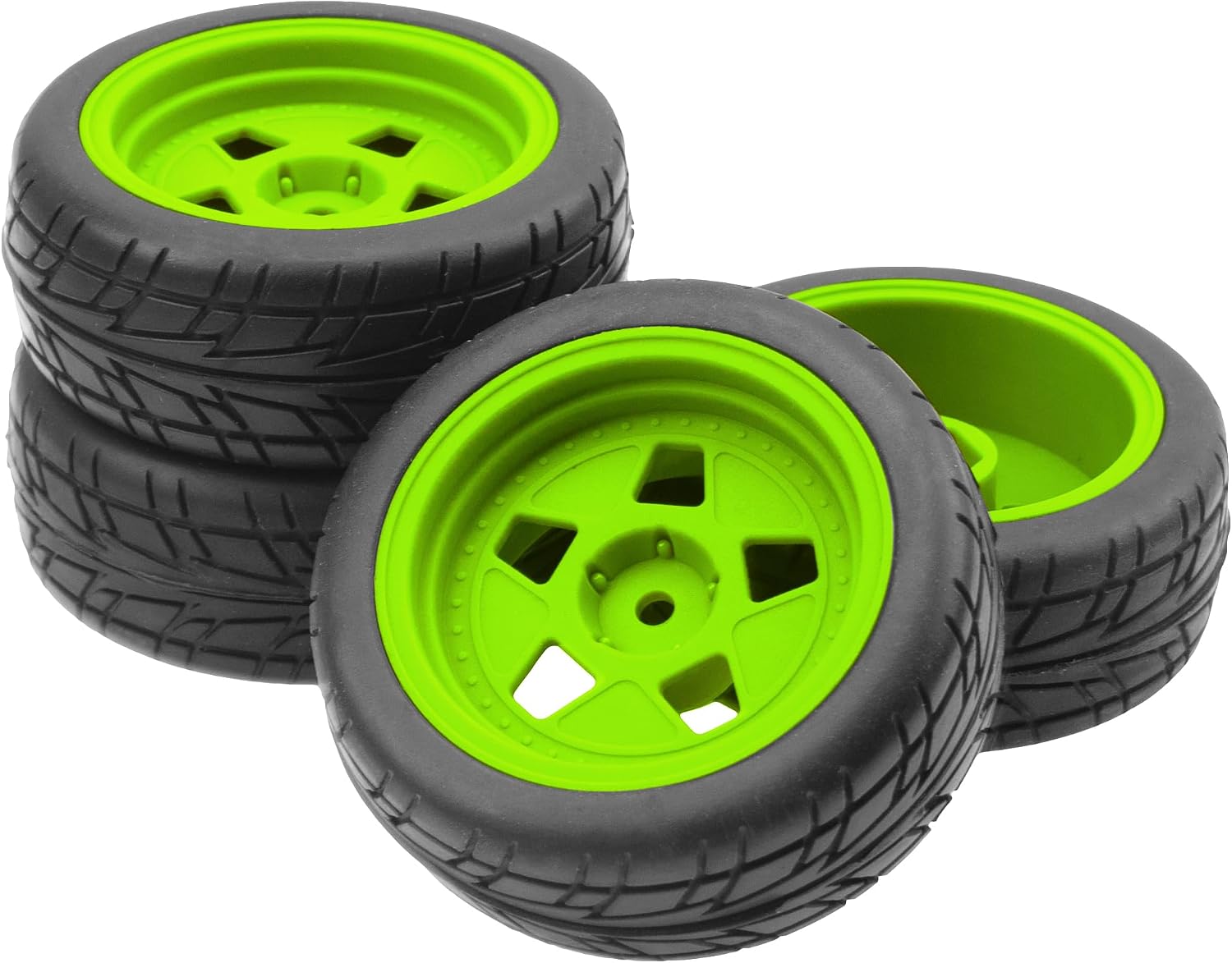 Amazon.com: ShareGoo Nylon Wheel Rims with Rubber Tire RC 12mm Hex ...