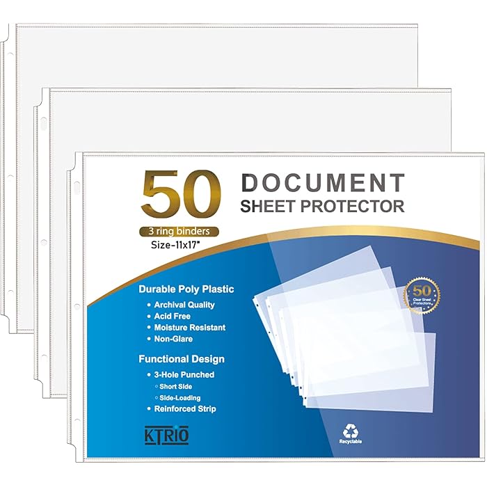 Buy KTRIO Sheet Protectors 11 x 17 inch, Ledger Size Clear Plastic Page ...