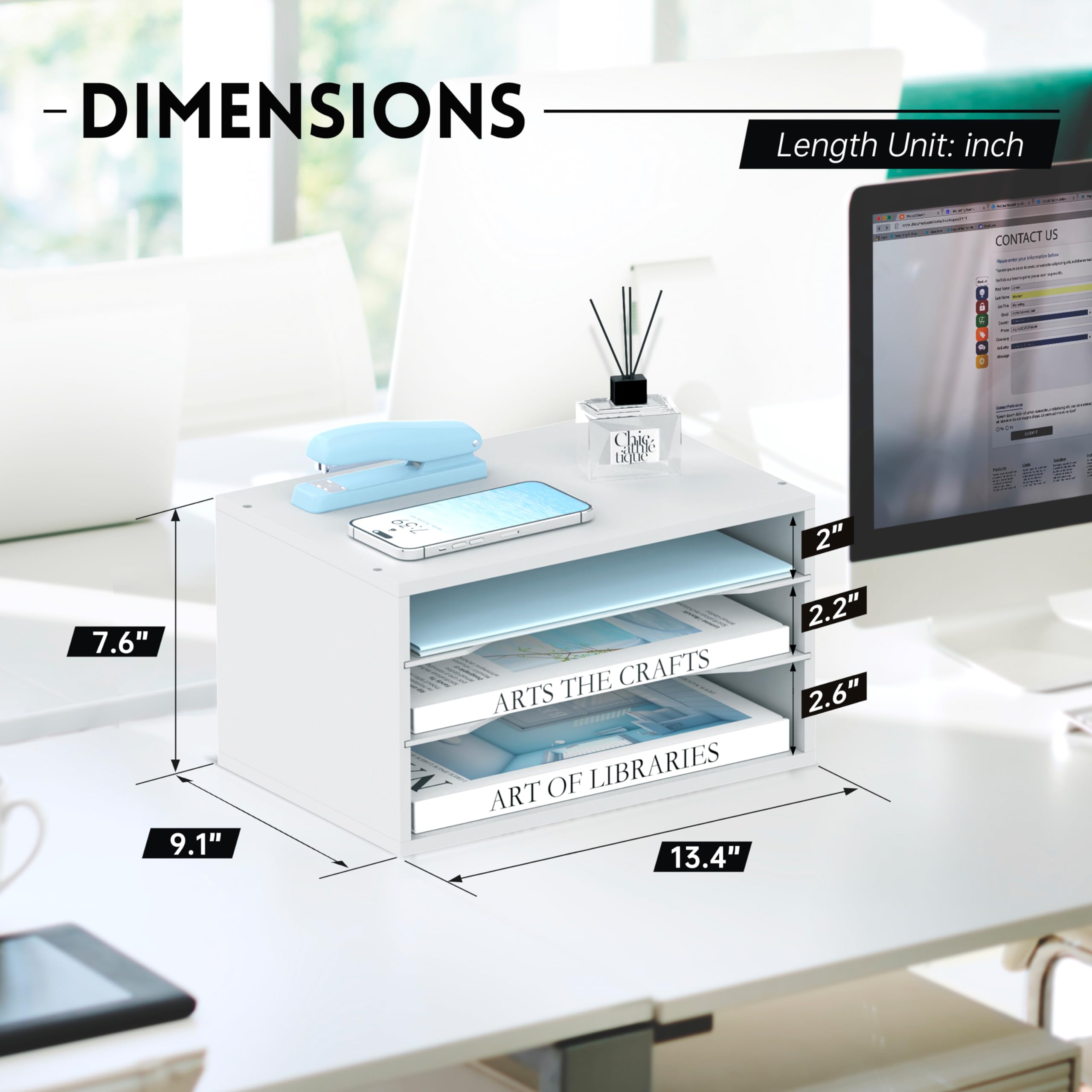Snapklik.com : Wood Desk Organizer, 3 Tier Paper File Organizer For ...