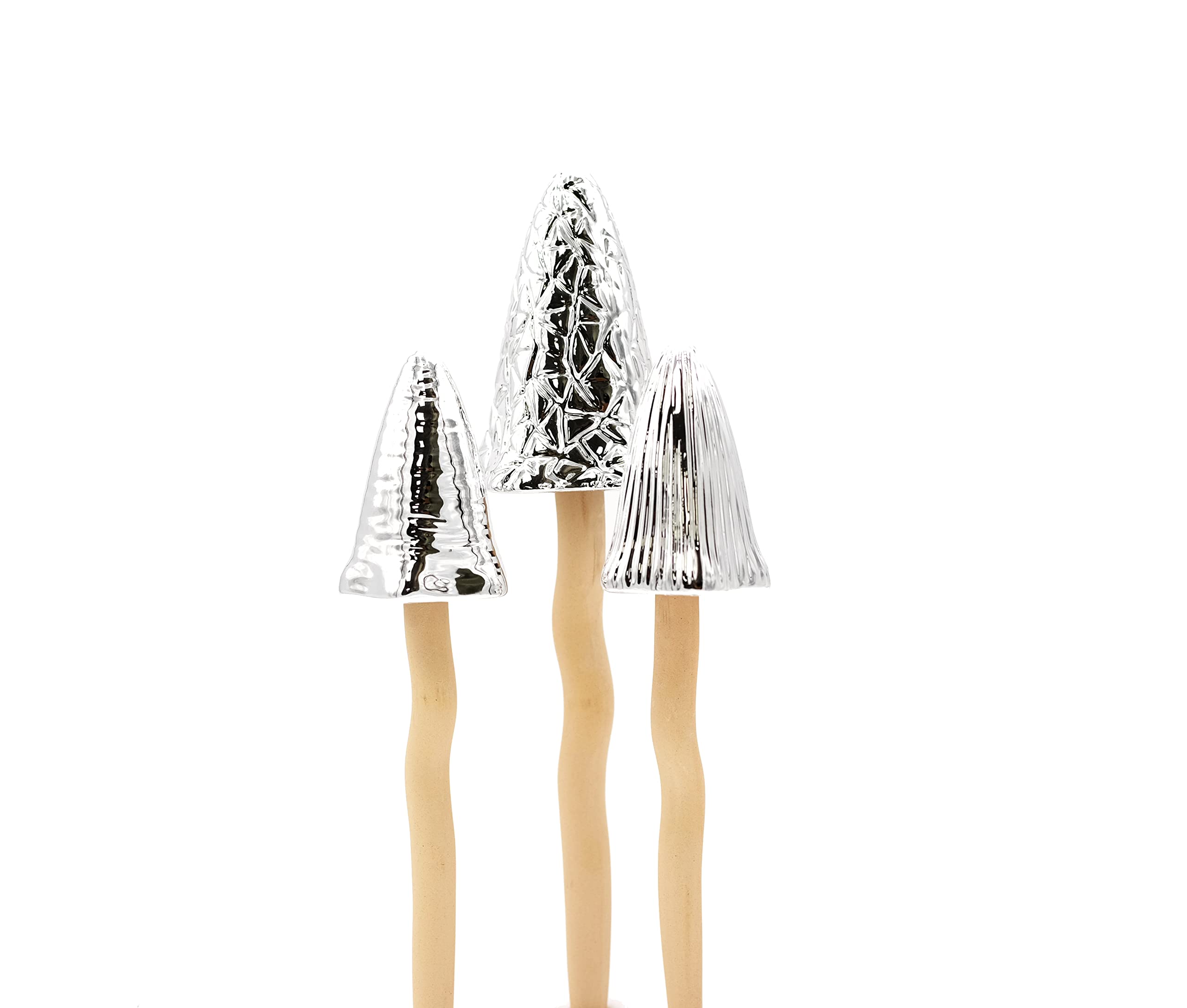 Amazon.com : Bosmere W122 Ceramic Silver Tinkling Toadstools-Set of 3 ...