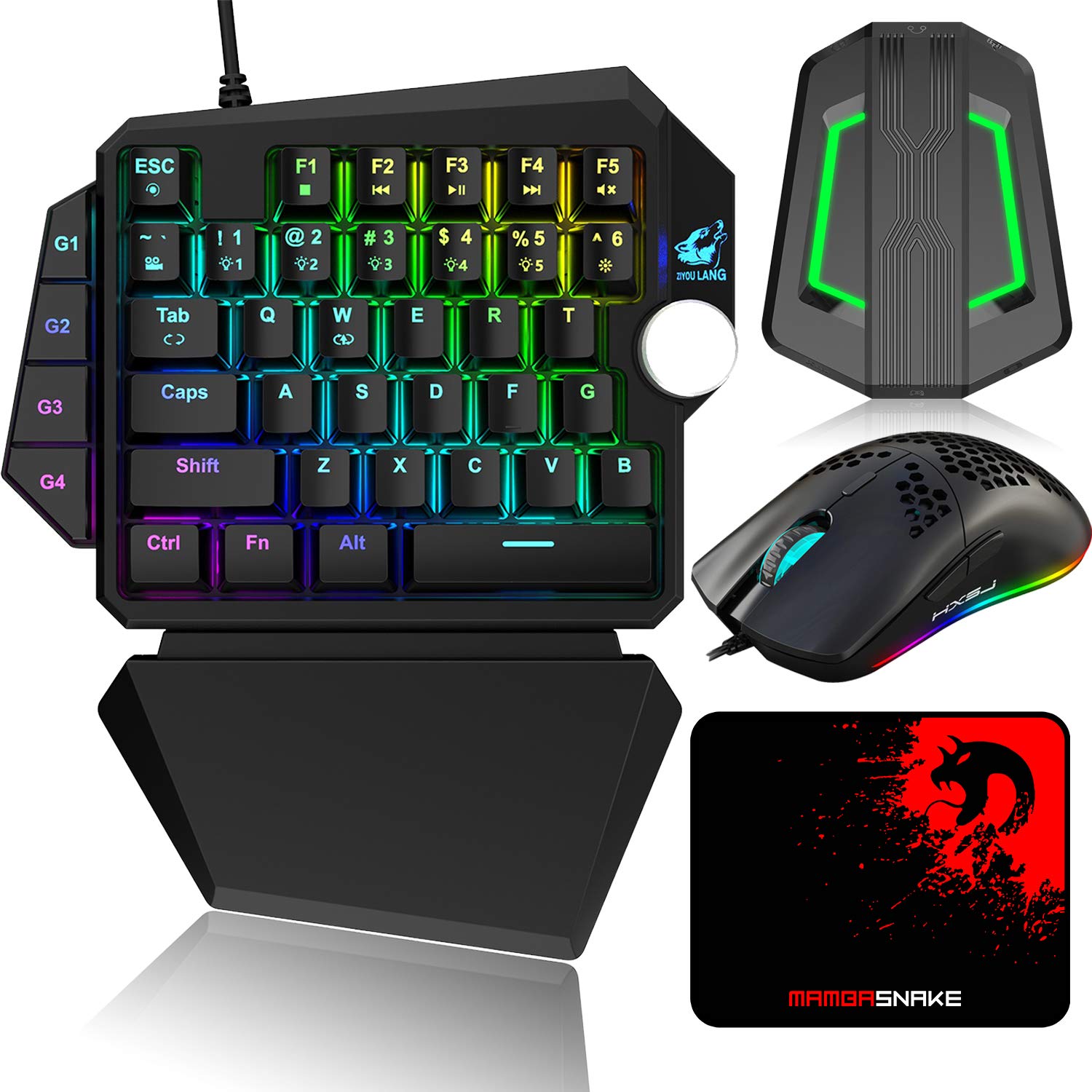 Buy Portable one Handed Gaming Mechanical Keyboard Wired RGB LED ...