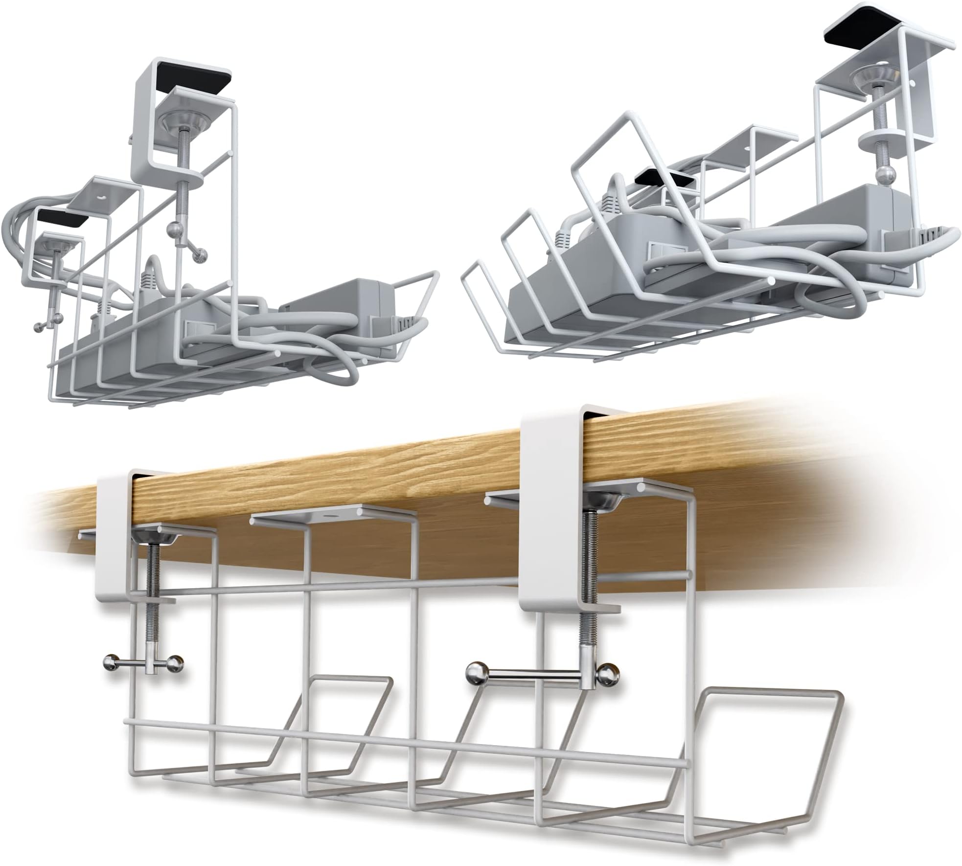 Amazon.com: Under Desk Cable Management Tray 2 Pack, Cable Management ...