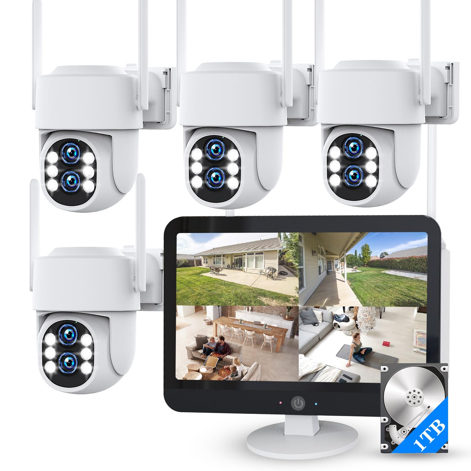 ZHXINSD [Dual Lens WiFi6 & 10x Hybrid Zoom] Security Camera System with ...