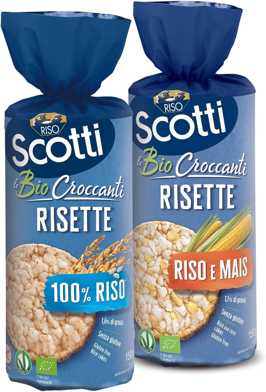 Riso Scotti - 2 PACK - Risette Riso e Mais e Risette 100% Riso ...