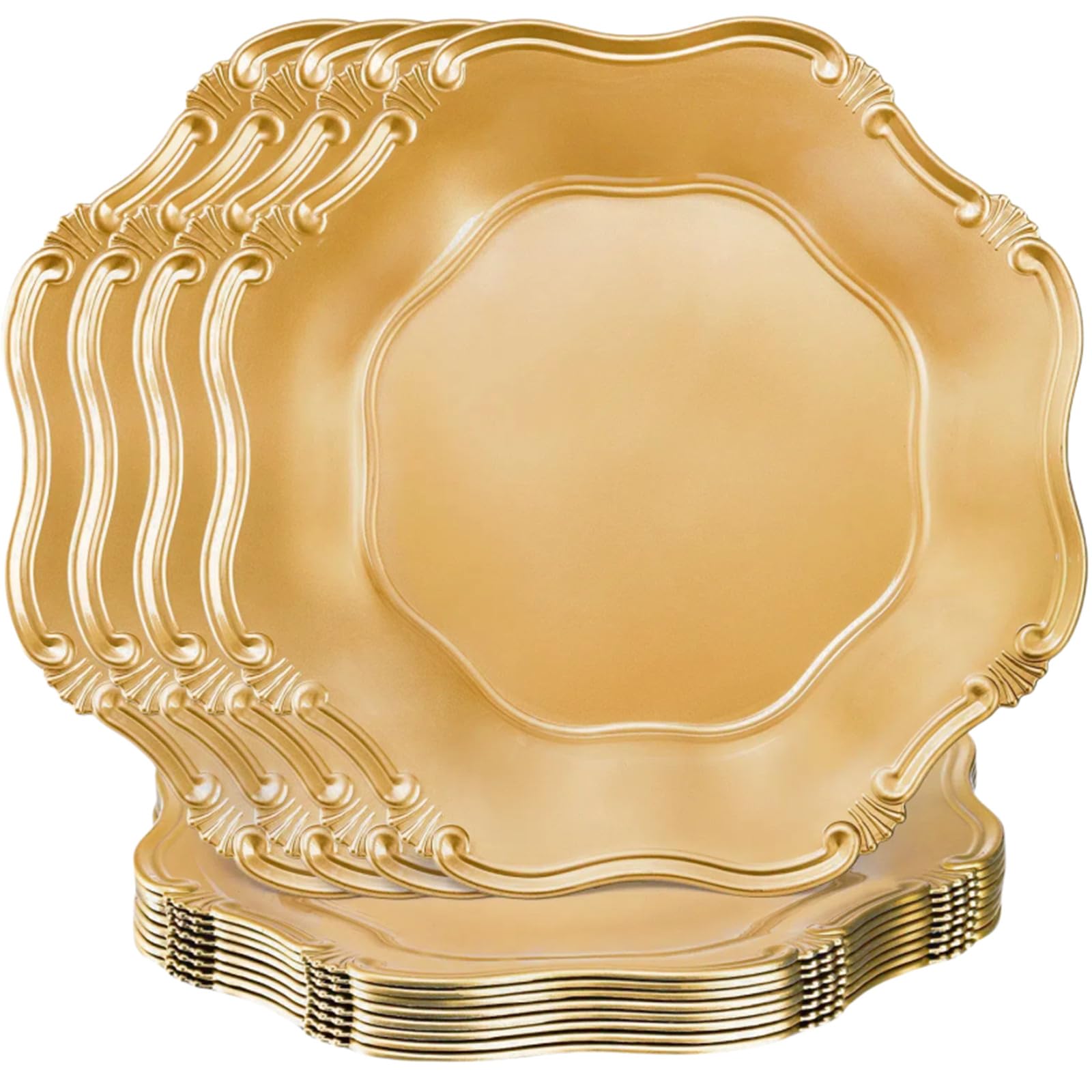 Amazon.com | ZOOFOX Set of 12 Antique Gold Charger Plates, 13" Round ...
