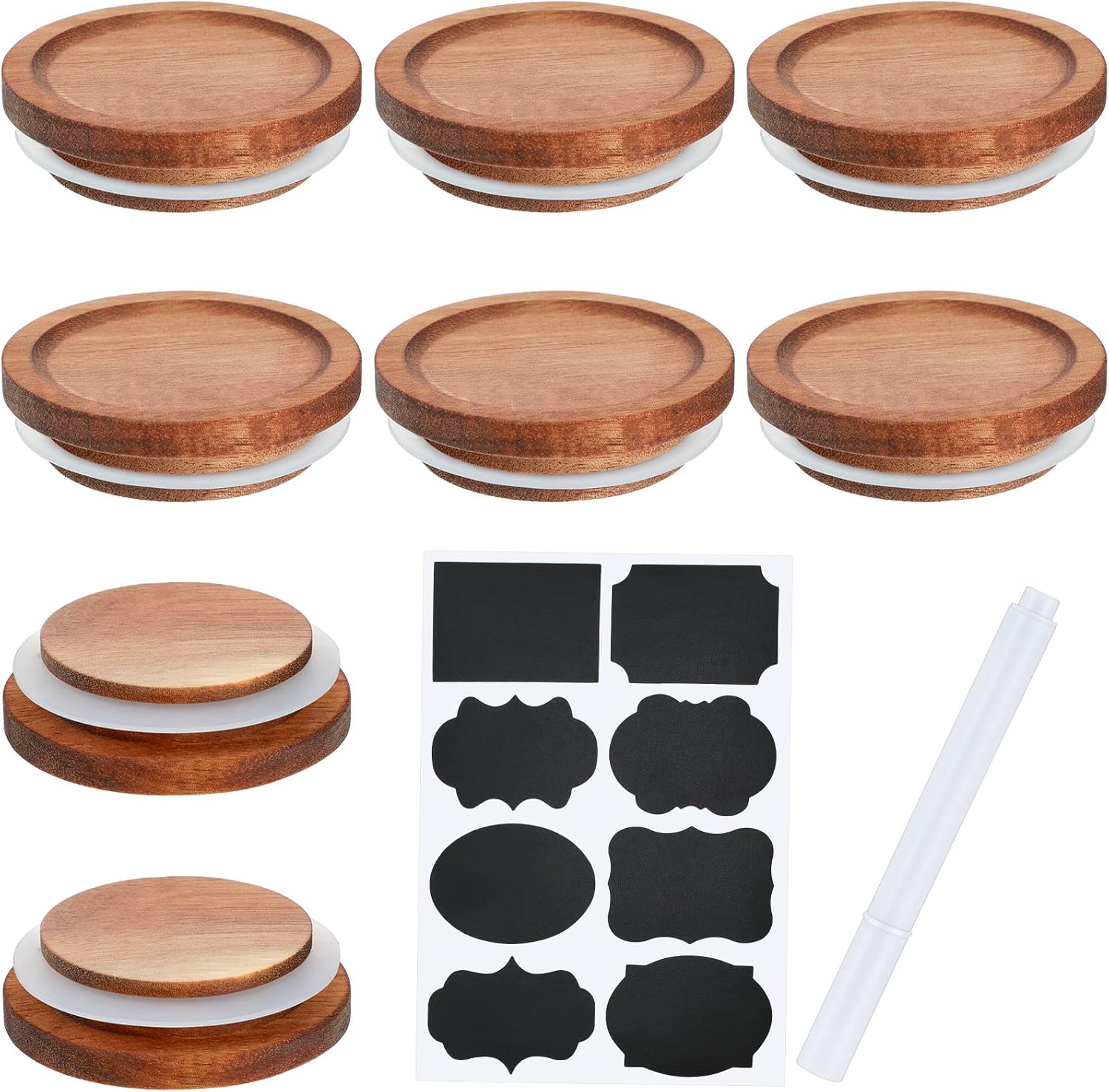 Amazon.com: 8 Pieces Wooden Mason Jar Lids Regular Mouth Storage ...