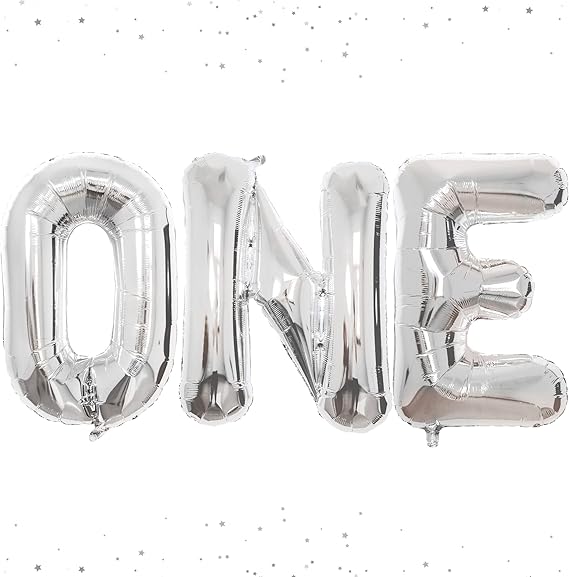 Amazon.com: KatchOn, Silver One Balloon for First Birthday - 32 Inch ...