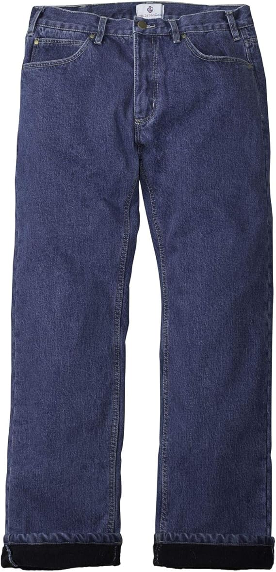 Insulated Gear Men's Relaxed fit Fleece Lined Insulated Jeans (42/30 ...