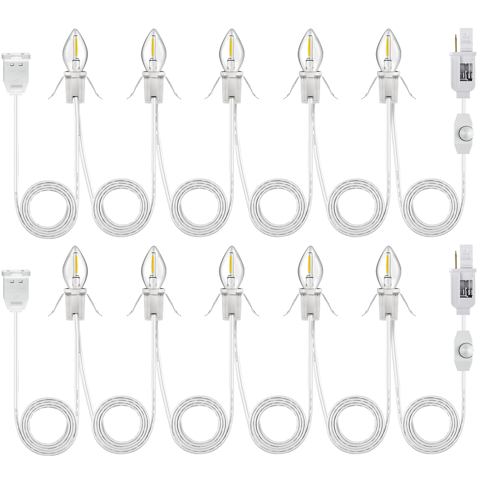 Meonum 2 Pack Christmas Village Light, Light Cord with 5 LED Light Bulb ...