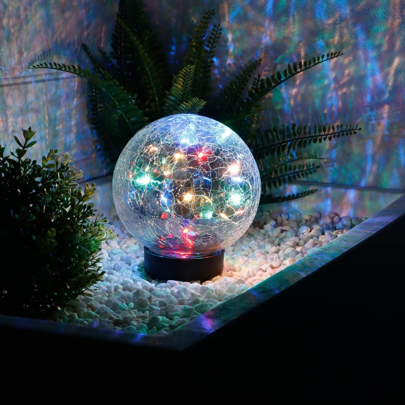Gardenwize - Solar Powered Multi-Coloured Crackle Ball, Garden Light ...