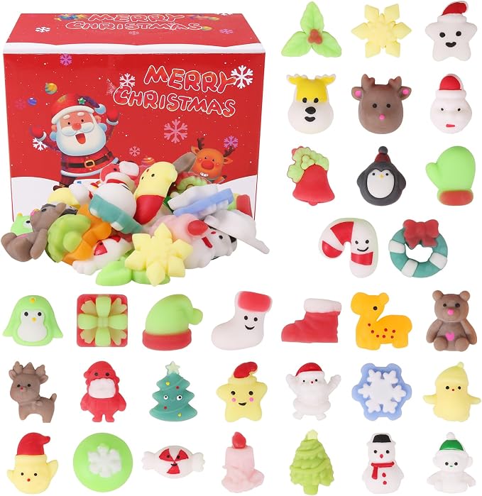 Amazon.com: 32pcs Christmas Mochi Squishy Toys,Slow Rising Soft ...