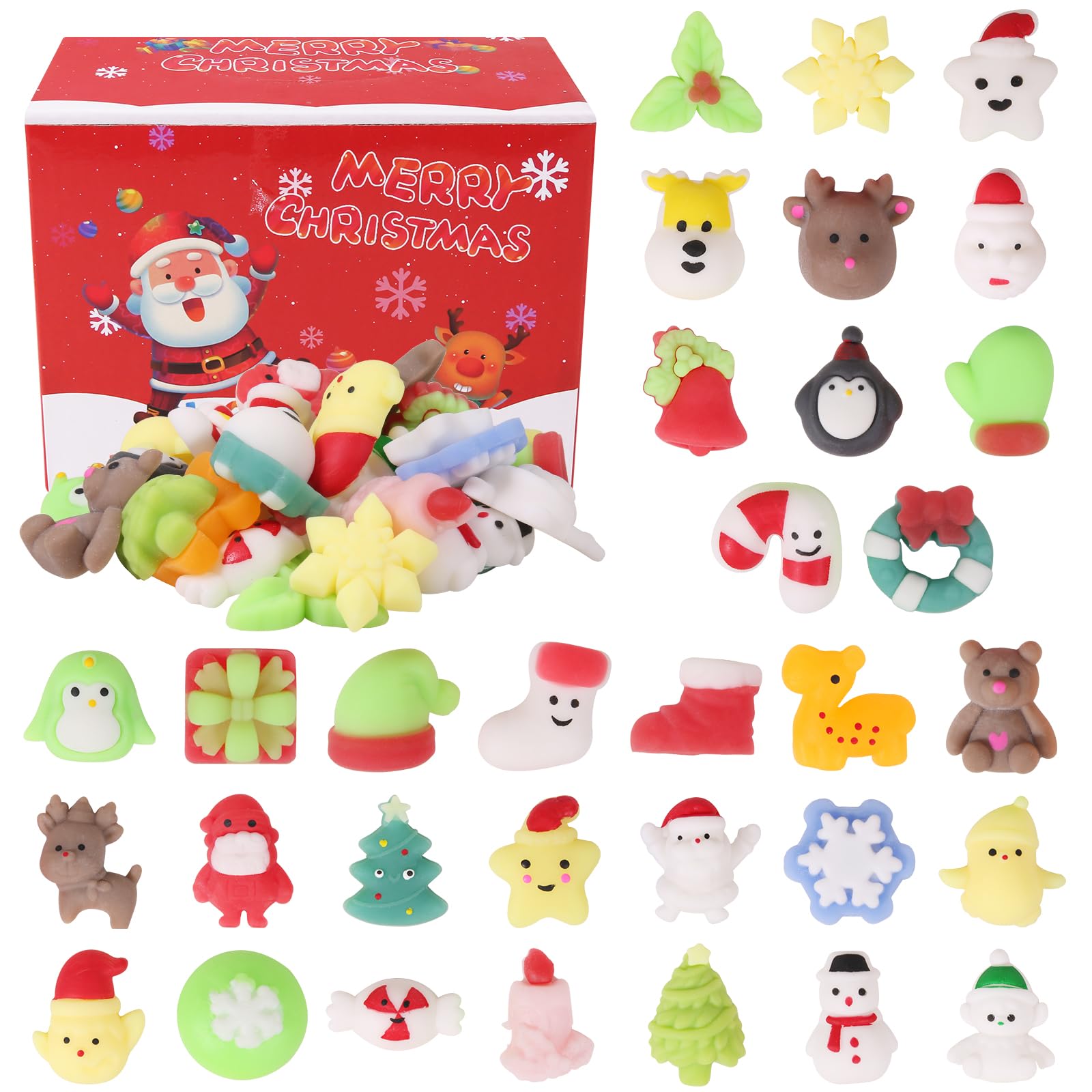 Amazon.com: 32pcs Christmas Mochi Squishy Toys,Slow Rising Soft ...
