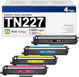 Amazon.com: TN227 High Yield Toner Cartridge 4 Pack - Replacement for ...