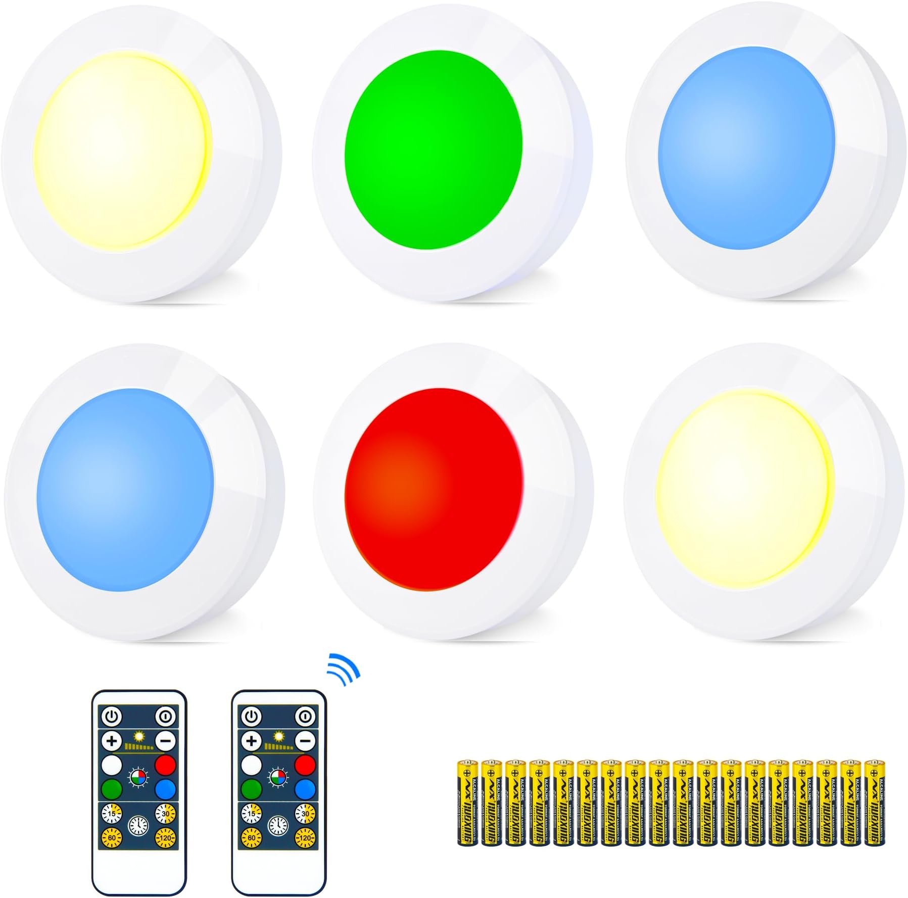 HONGUT Color Changing Tap Light Push Light, LED Puck Light with RF ...