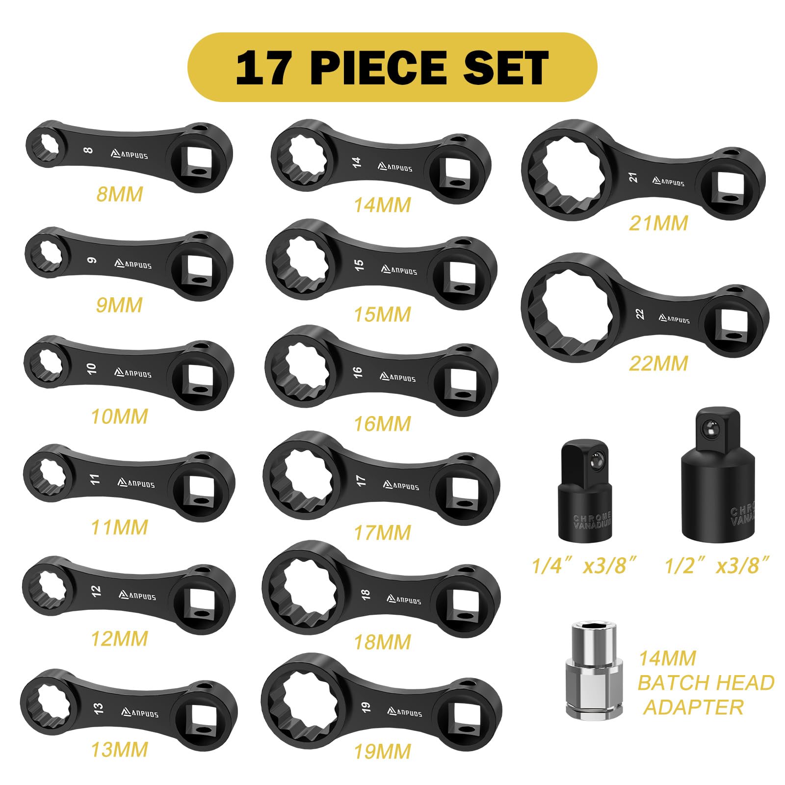 Snapklik.com : ANPUDS Metric Torque Adapter Set, 17 Pcs Torque Adapter ...