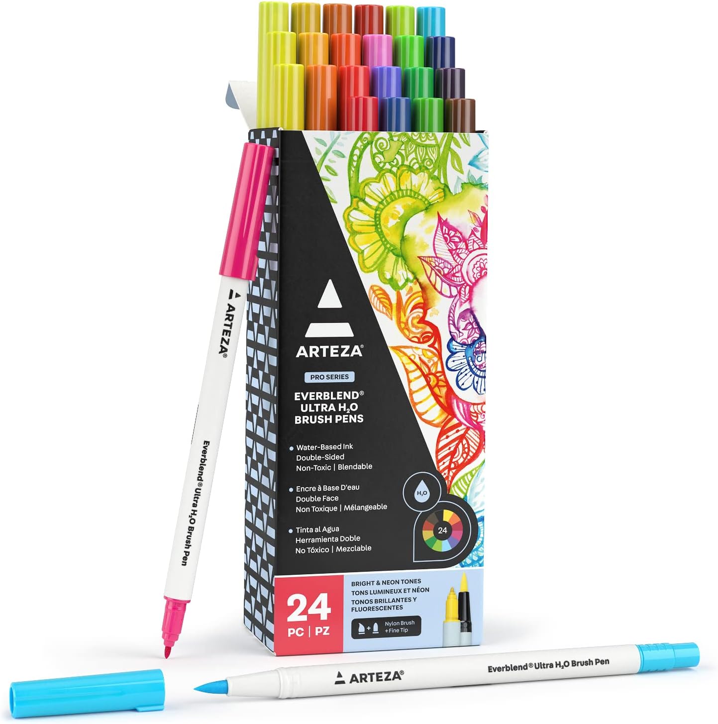 Amazon.com: ARTEZA Real Brush Pens, 96 Watercolor Pens, Drawing Markers ...
