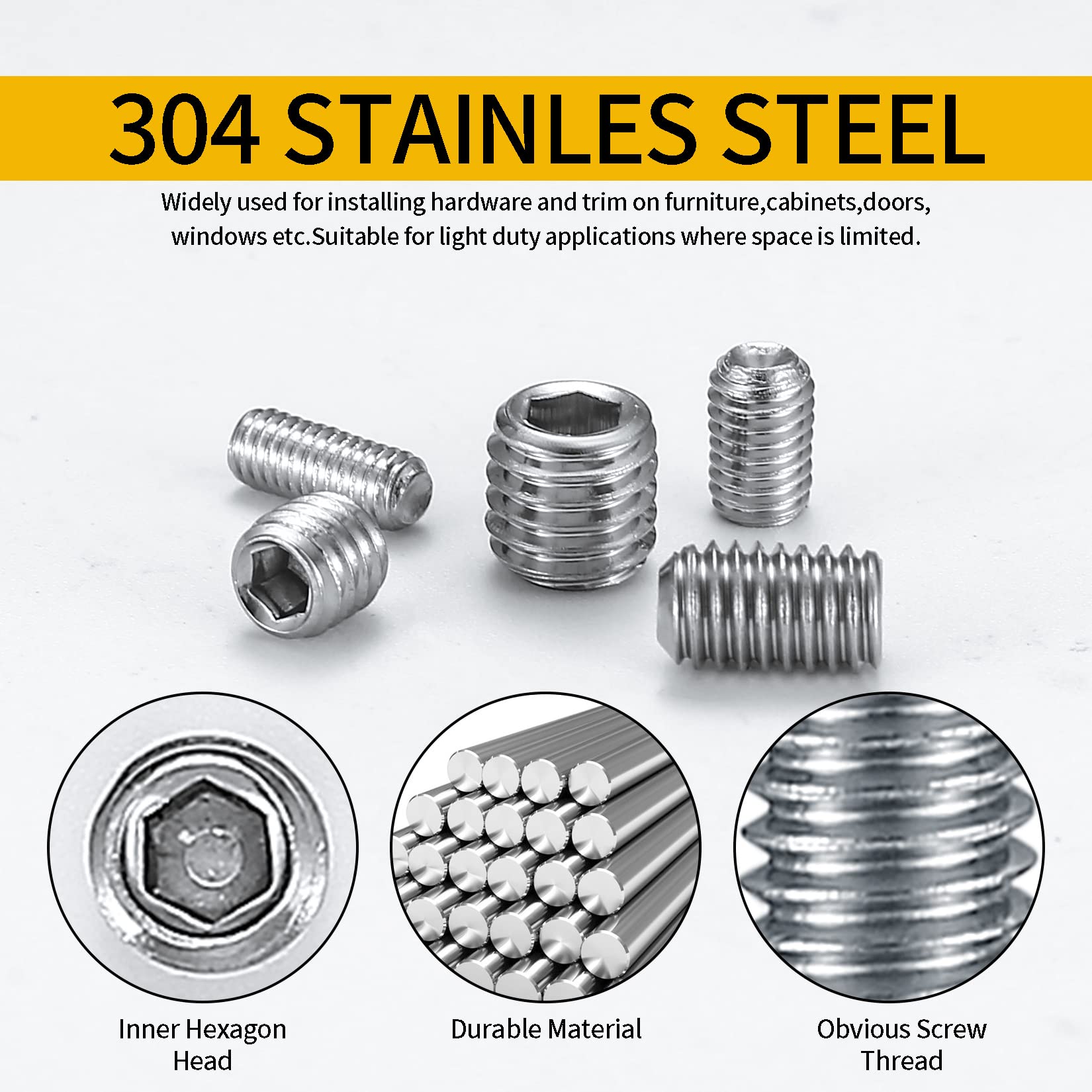 Snapklik.com : TOOINKCV 300 Pcs Stainless Steel Socket Head Screws ...