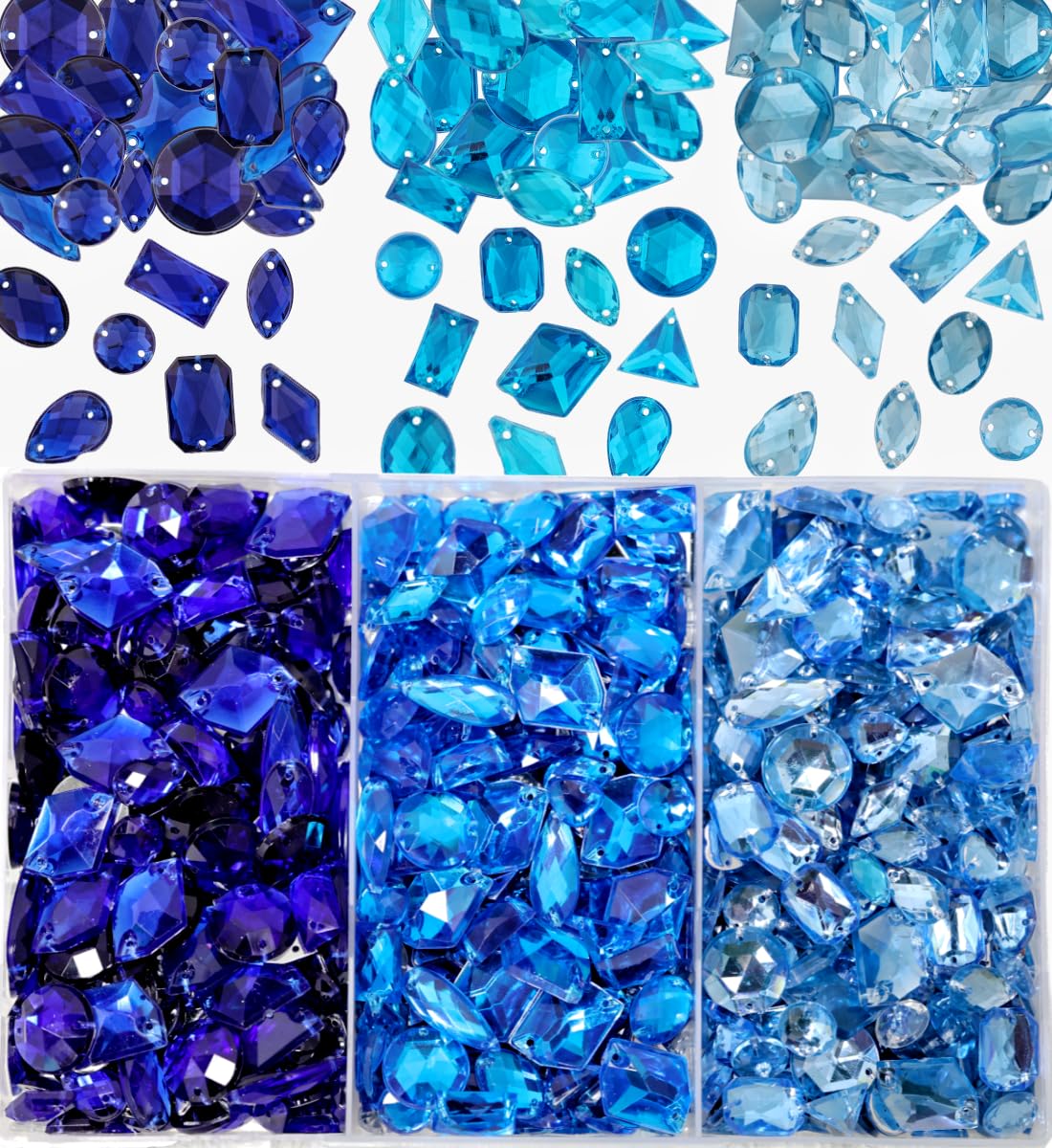 Amazon.com: Sinyanail 950 Pcs Gradient 3 Colors Acrylic Large Sew on ...