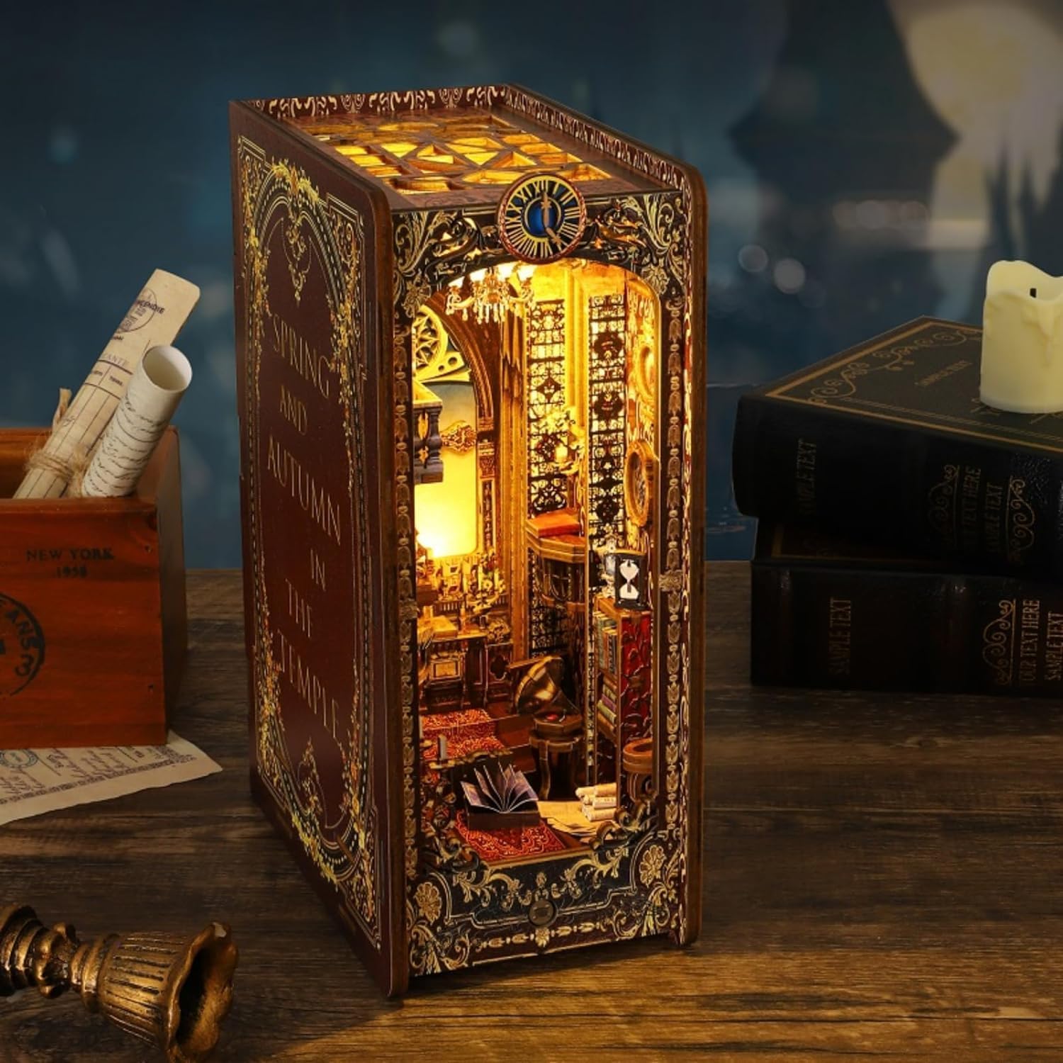 DIY Book Nook Kit, DIY Miniature Dollhouse Kit with Furniture and LED ...