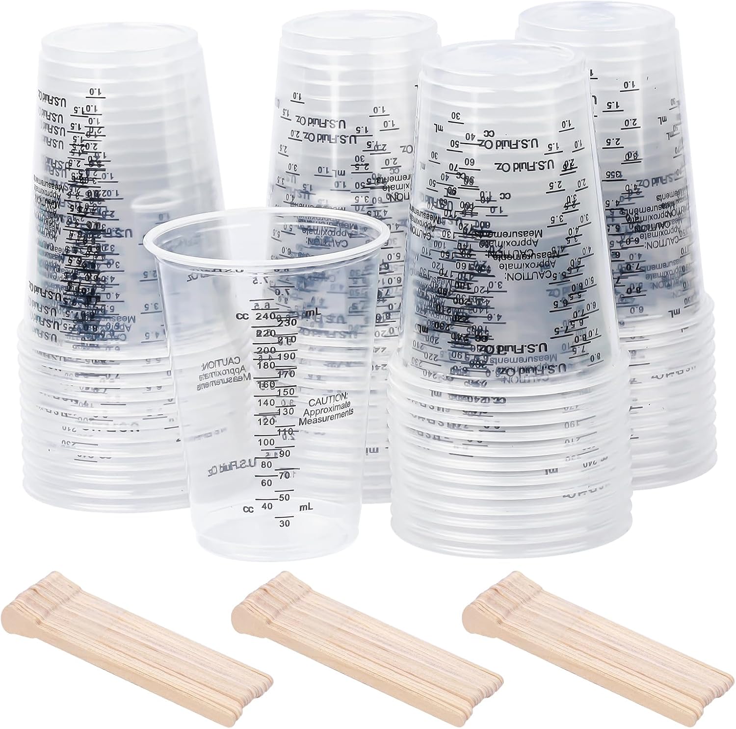 TAIHOBO 50PCS Plastic Measuring Cups 240ml, Paint Mixing Cups with 50 ...
