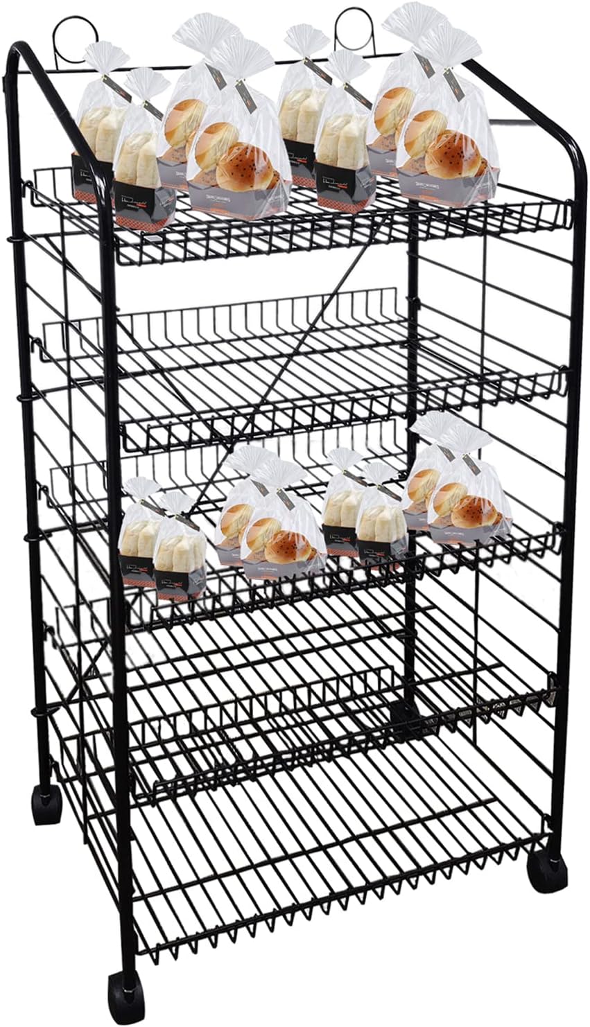 FixtureDisplays® 24.8" X 16.5" X 48" Bakery Display Rack w/Wheels, 5 ...