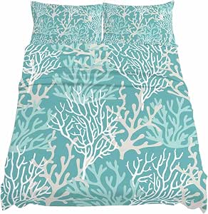 Amazon.com: Turquoise Geometric Coral Queen Sheet Set 4 Piece Bedding ...
