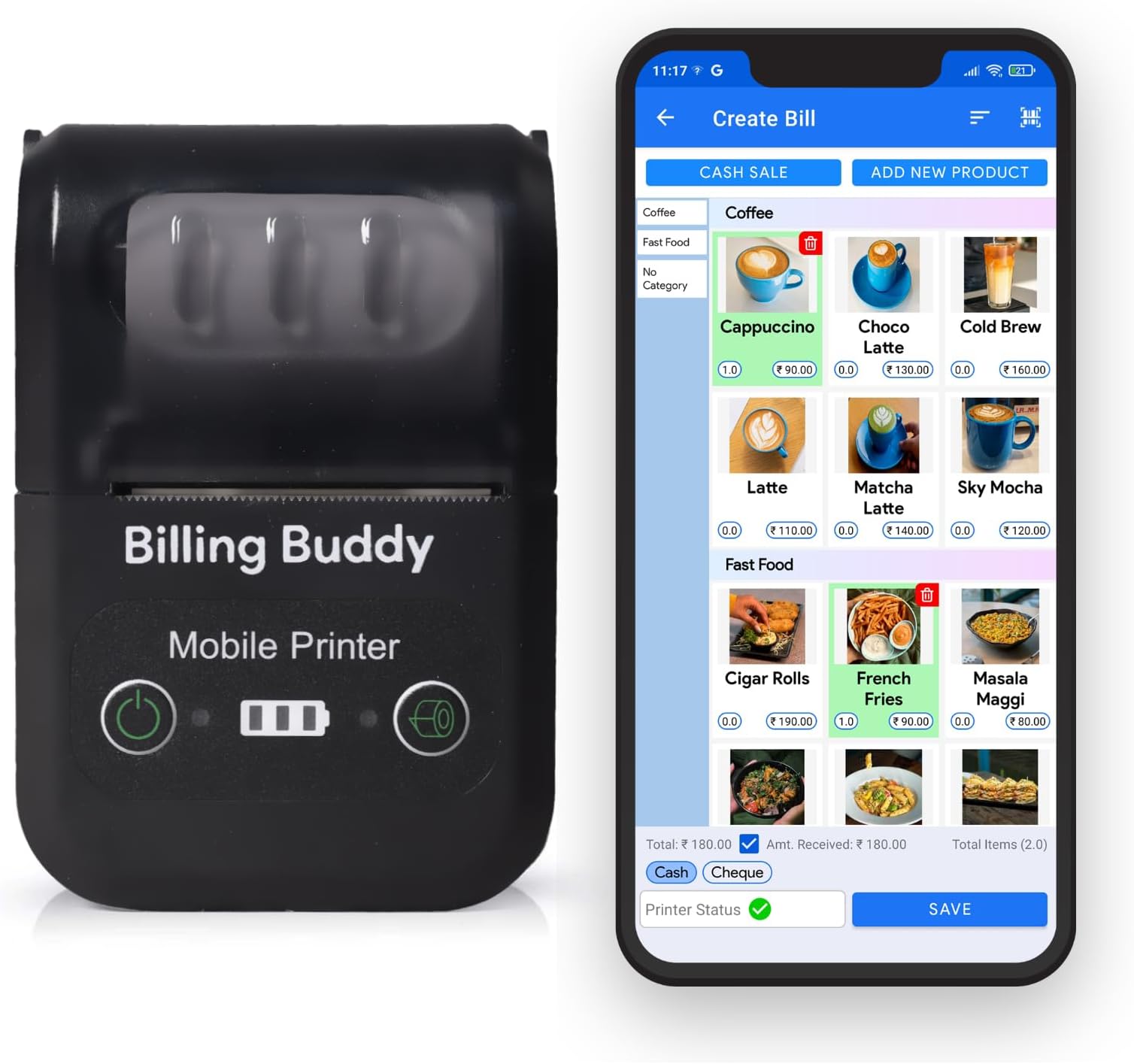Billing Buddy Bluetooth + USB Thermal Receipt Printer 2 inch (58MM ...