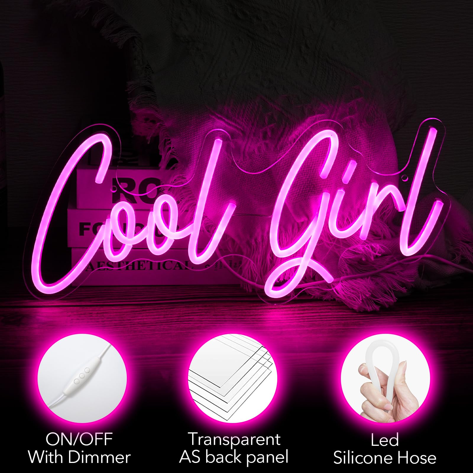 Snapklik.com : Cool Girl Neon Sign Pink Letter LED Neon Lights For Home ...