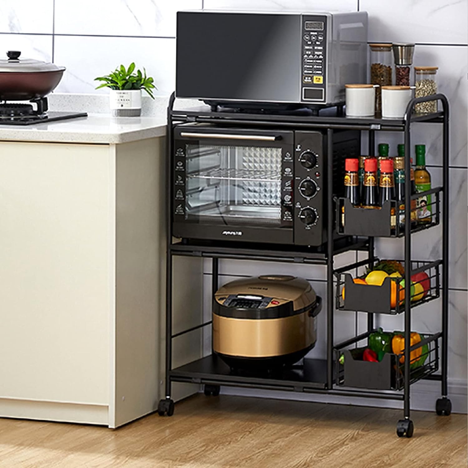 Hemeto 3-Tire Kitchen Baker's Rack Utility Microwave Oven Stand Storage ...