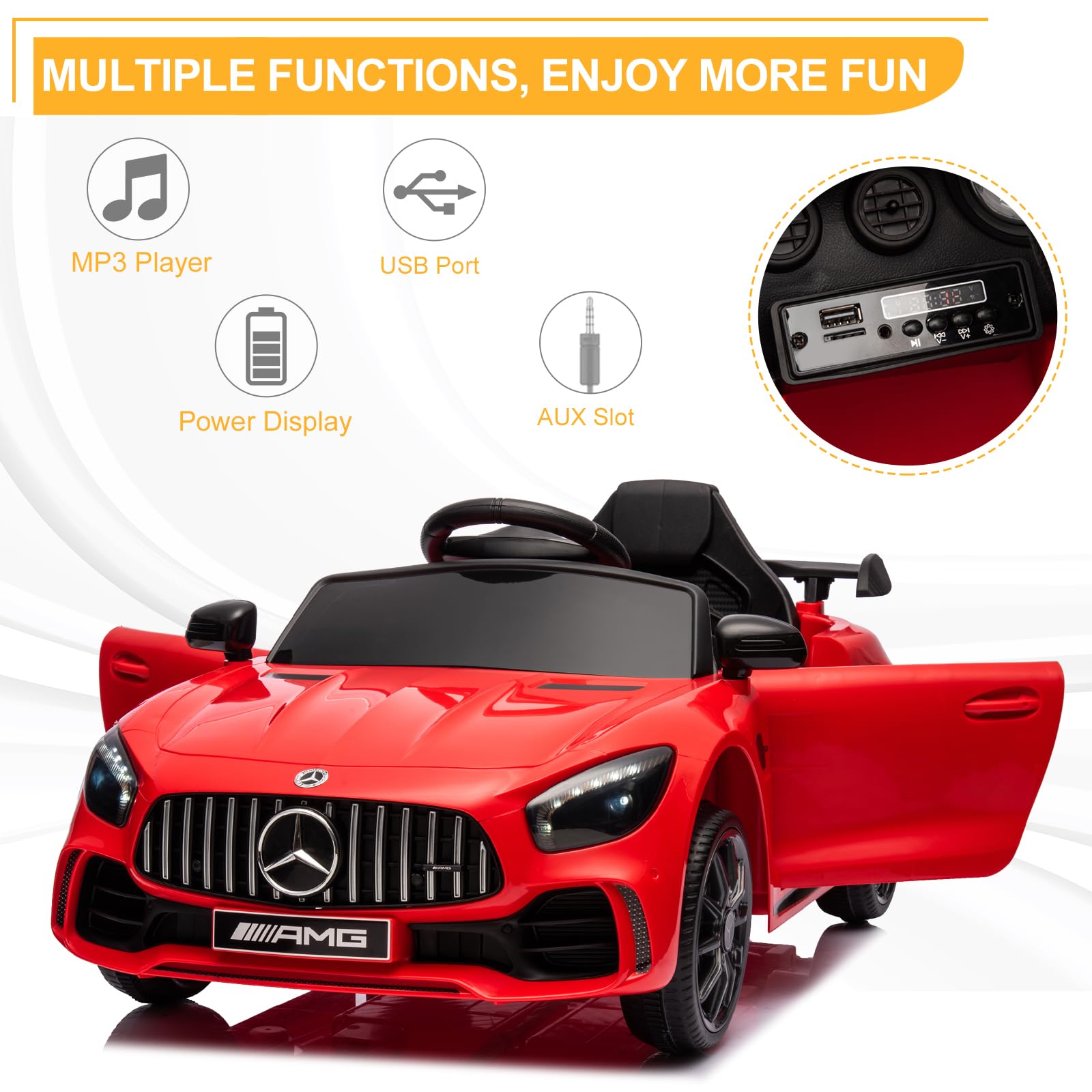 Winado 12V Ride on Car, Licensed Mercedes Benz AMG GTR Battery Powered ...
