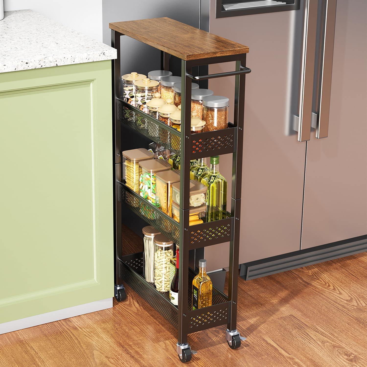 Amazon.com: 5-Tier Rolling Storage Cart with Wheels, Large Capacity ...