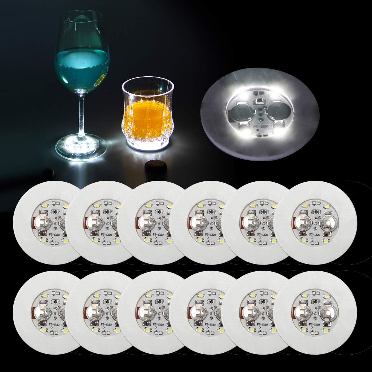 Amazon.com: JCBIZ LED Coaster Flashing Round Shape Light Up Beer Wine ...