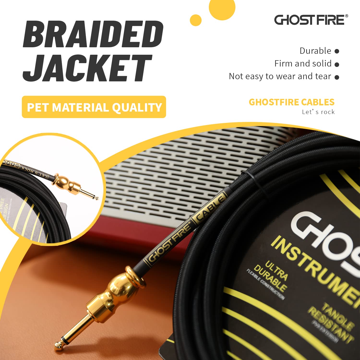 Snapklik.com : GHOSTFIRE High-Fidelity Acoustic Guitar Cable Instrument Cord