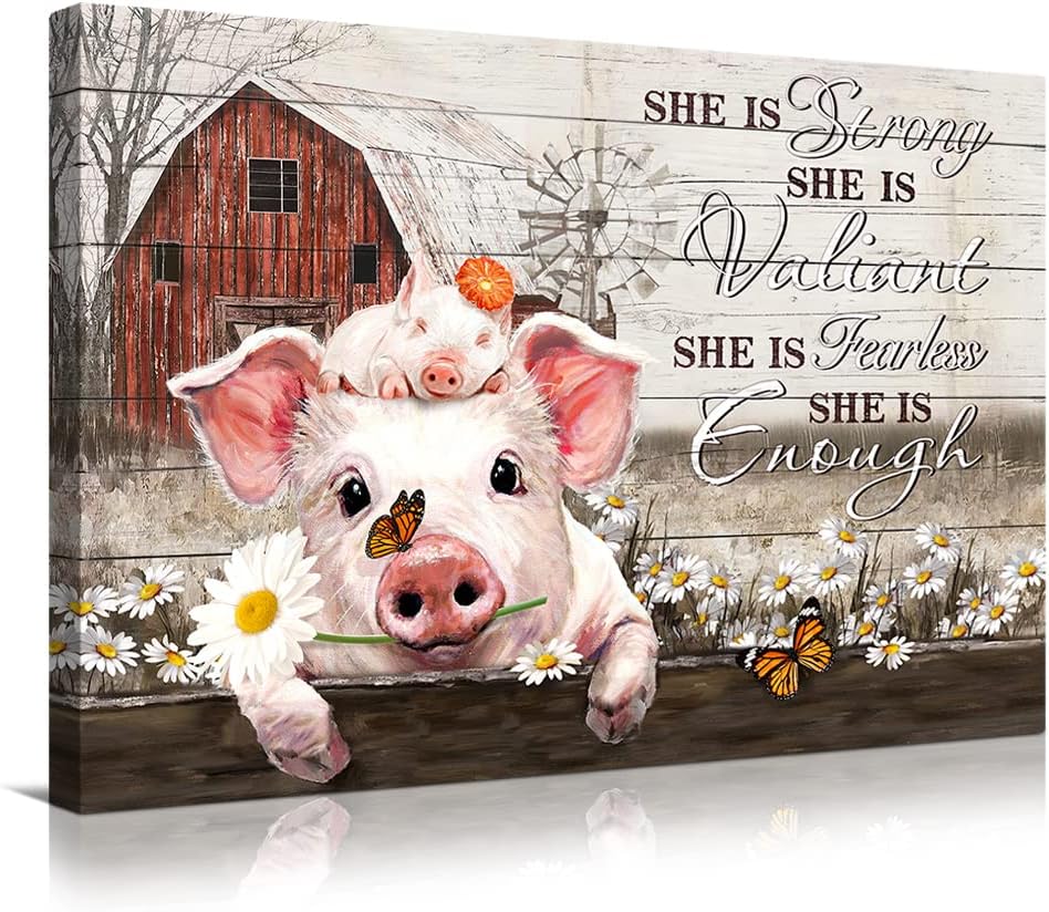 Amazon.com: FOVLWYT familypers Pig Kitchen Decor Wall Art Farm Animal ...