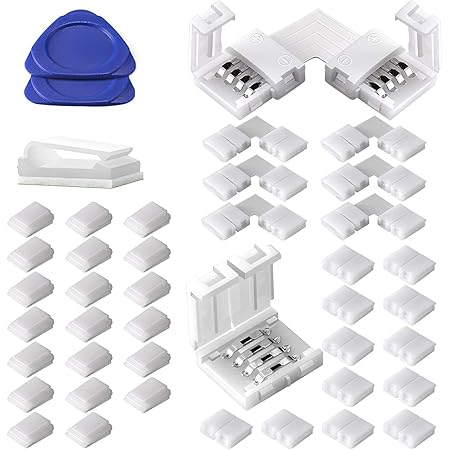 LED Light Connector Kit, 10mm RGB LED Connector Includes 20x Wire Clips ...