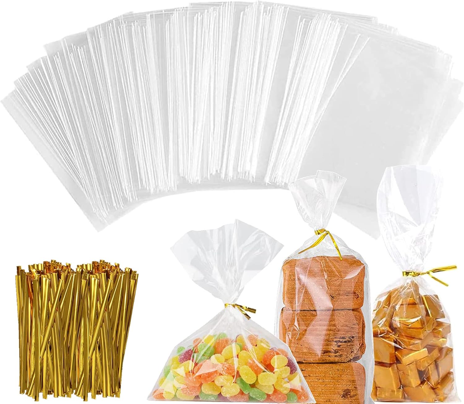150 Stück Cellophantüten Groß 15 x 25cm, Süßigkeiten Gebäck ...