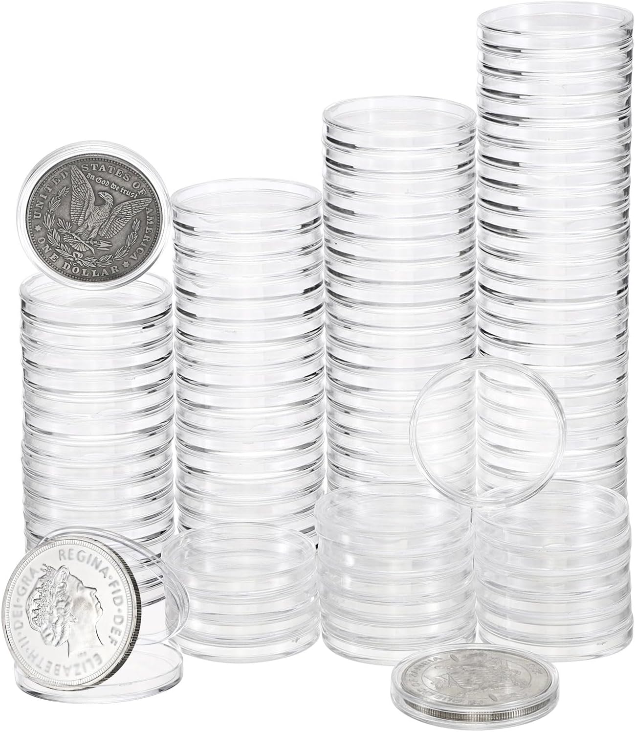 Amazon.com : Hipiwe 39mm Coin Holder Clear Acrylic Coin Case - 100Pcs ...
