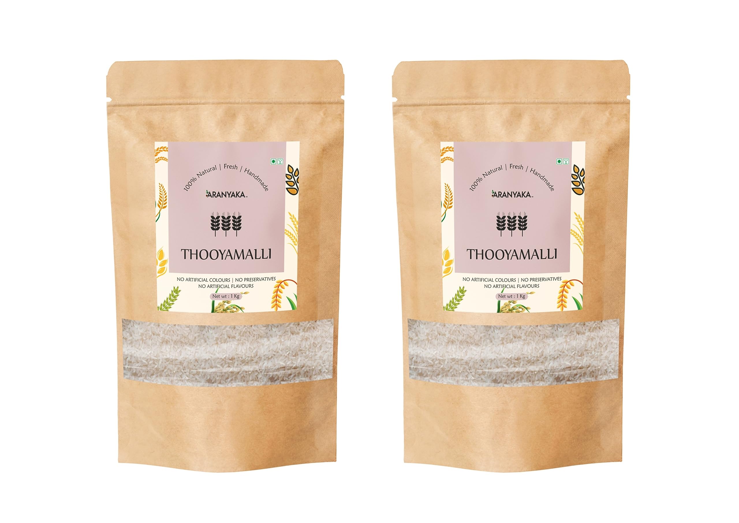 Aranyaka Thooyamalli Raw Rice 2kg Unpolished Medium Grain Thuya Malli ...