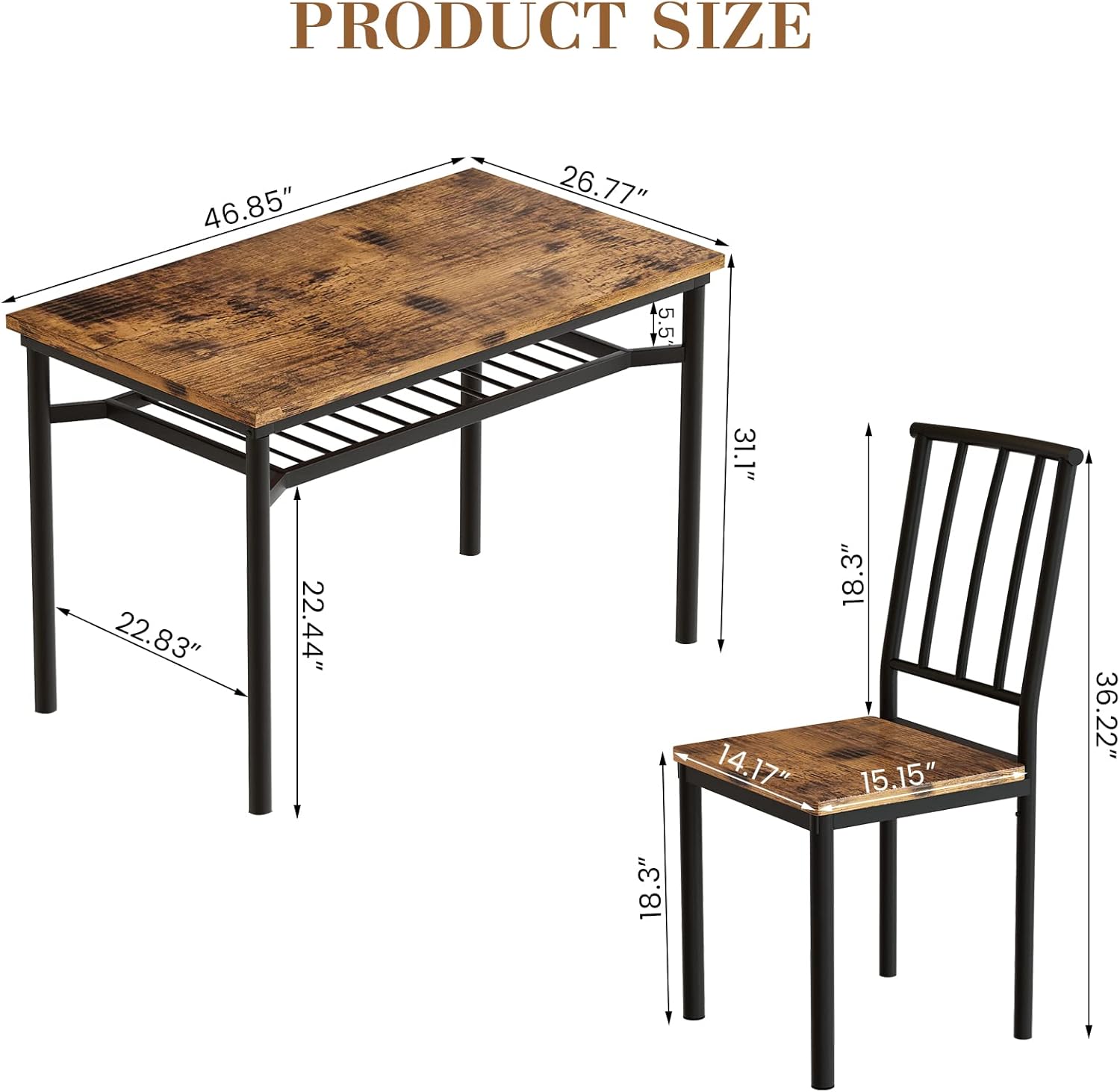 AWQM Mesa de cocina y sillas para 4, juego de mesa de comedor ...